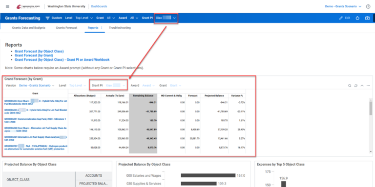 New embedded report in Adaptive Grants Forecasting | Modernization ...