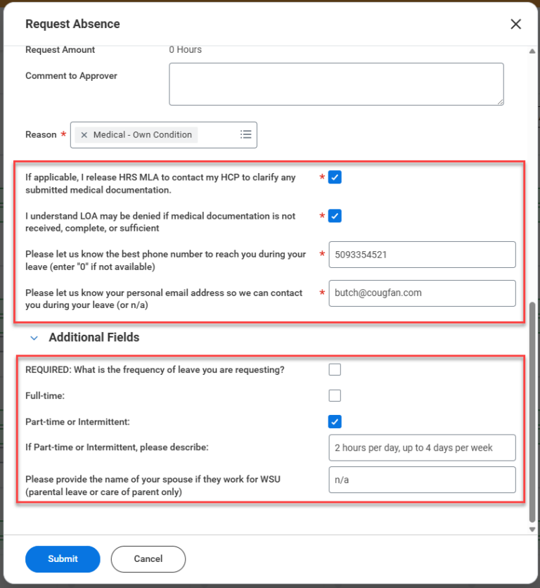 Update to Request Leave of Absence additional information questionnaire ...