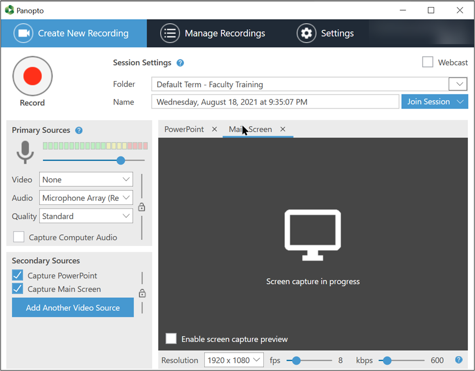 Create a Panopto Recording – Windows | Academic Outreach and Innovation ...