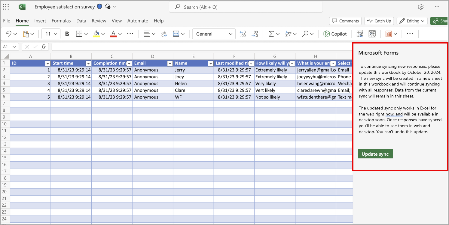 Enable New Excel Data Sync Solution for Microsoft Forms, 1/13 | Information Technology Services ...