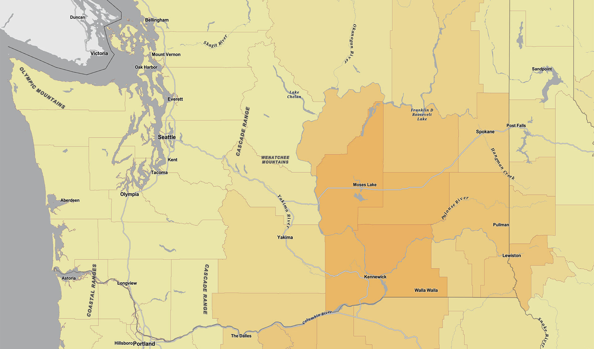 Warming scenarios for Washington counties — interactive maps ...