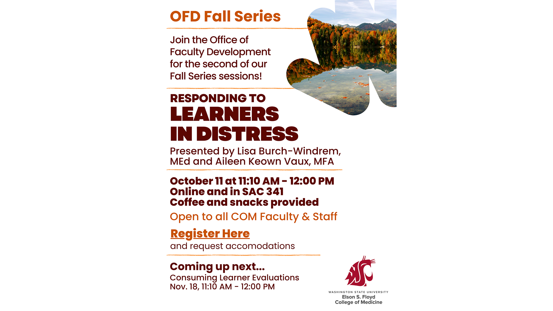 Office of Faculty Development hosts: Responding to Learners in Distress ...