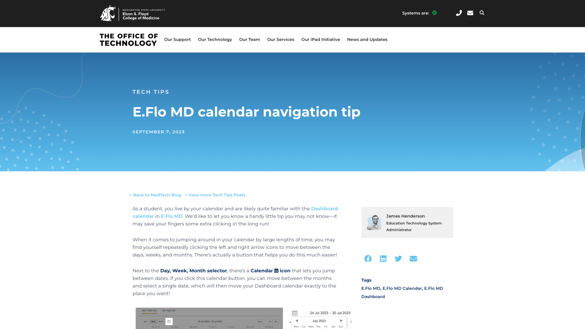 E.Flo MD Calendar Navigation Tip | Elson S. Floyd College of Medicine ...
