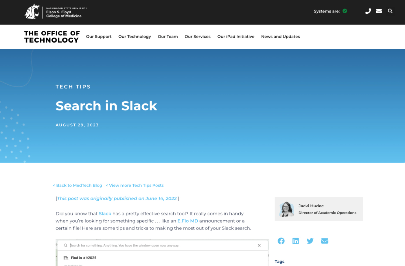 MedTech Tip: Search in Slack | Elson S. Floyd College of Medicine News ...