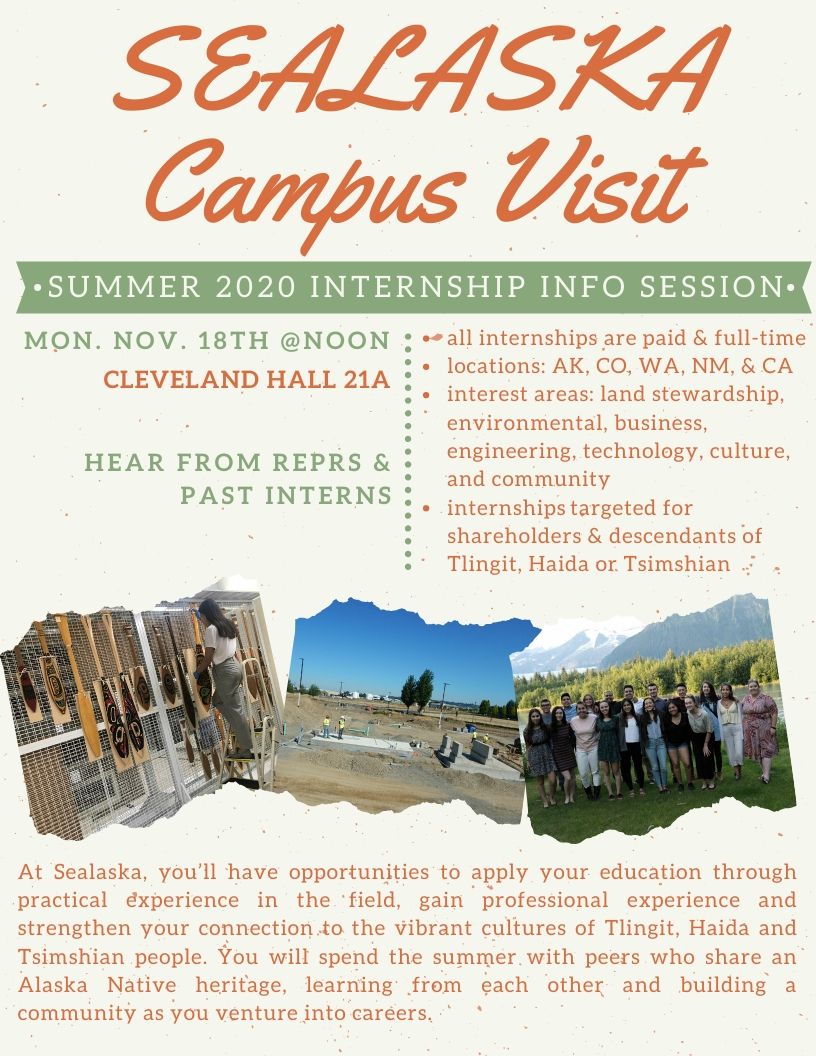 Sealaska Internship Info Session | Office of Tribal Relations & Native American Programs ...