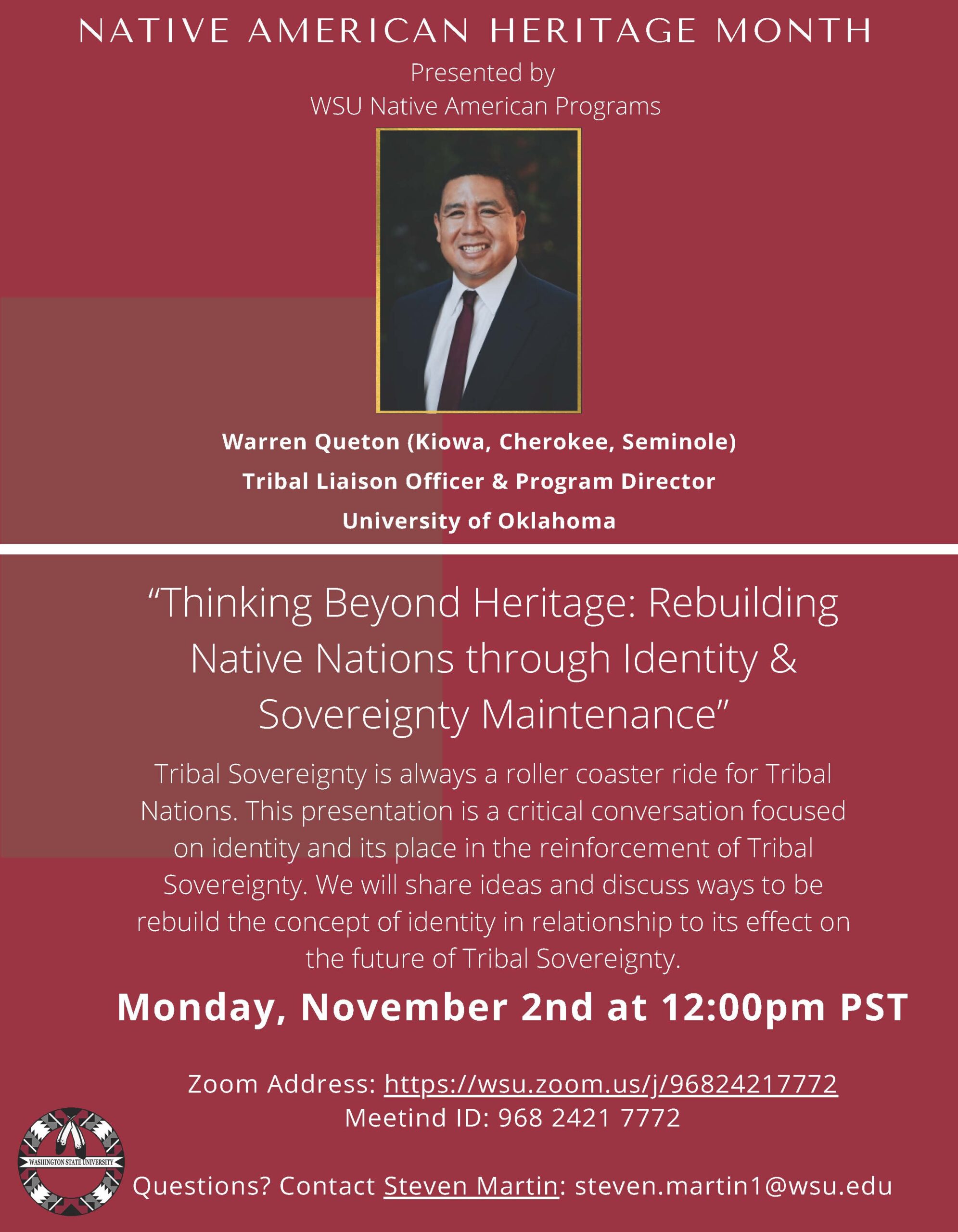 Native American Heritage Month: Warren Queton | Office of Tribal ...