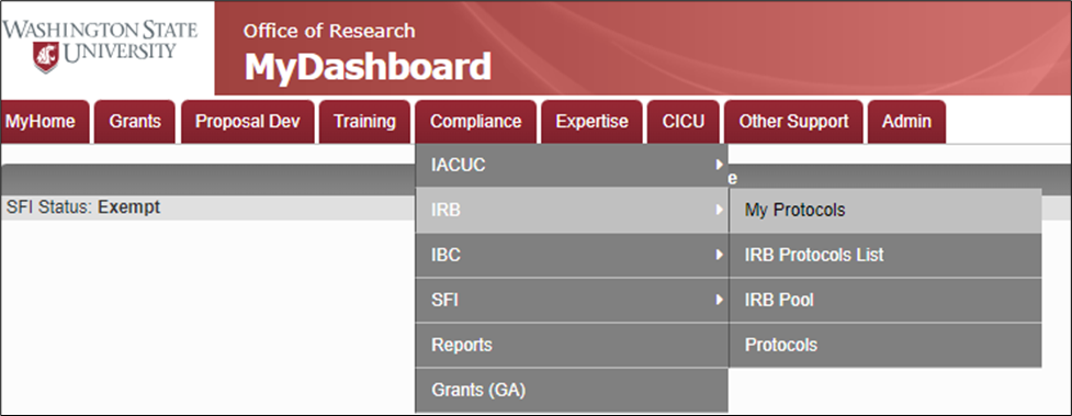 eIRB Submission Guide | HRPP/IRB Washington State University | Washington State University