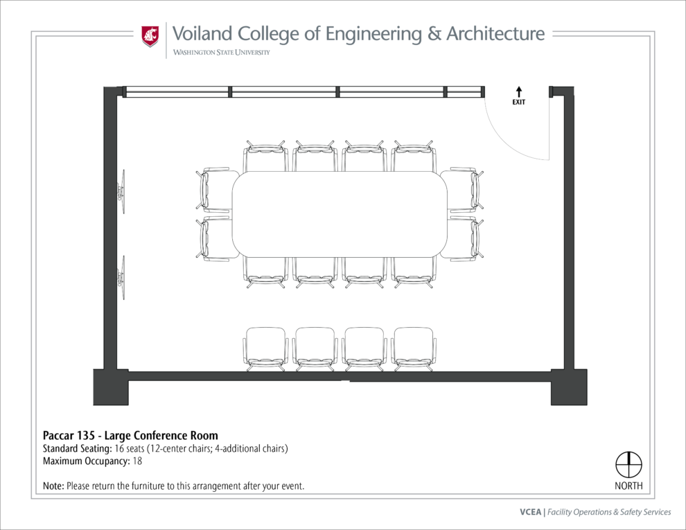 Paccar 135 – Large Conference Room Layout | Facility, Operations ...